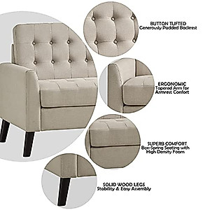 Rosevera CB3 Loveseat Long para Sala Love Seats Furniture Sofa in a Box Small Area Couches for Living Room, Standard, Beige