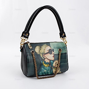 AUEAR, Leather Replacement Handles Purses Straps Black Handbag Strap with Gold Lobster Buckles for Small Handmade Straw Bag (15.7 Inches, Style A, 2 Pack)