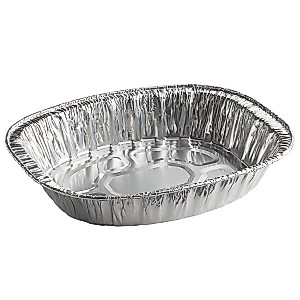 Disposable Oval Roasting Pan - Durable Turkey Roaster Pans Extra Large, Heavy-Duty Aluminum Foil, Deep, Oval Shape for Chicken, Meat, Brisket, Roasting, Baking, Recyclable (100)