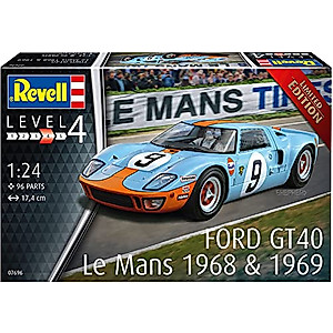 Revell Vell 07696 Ford GT 40 Le Mans 1968 Limited Edition Model Kit 1:24 Scale, Unvarnished