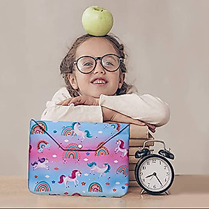 Unicorn Rainbow Book Sleeve with Zipper and Back Pocket, Book Covers for Paperback with Padded, 11 x 9 Inch, Unicorn Gifts for Girls