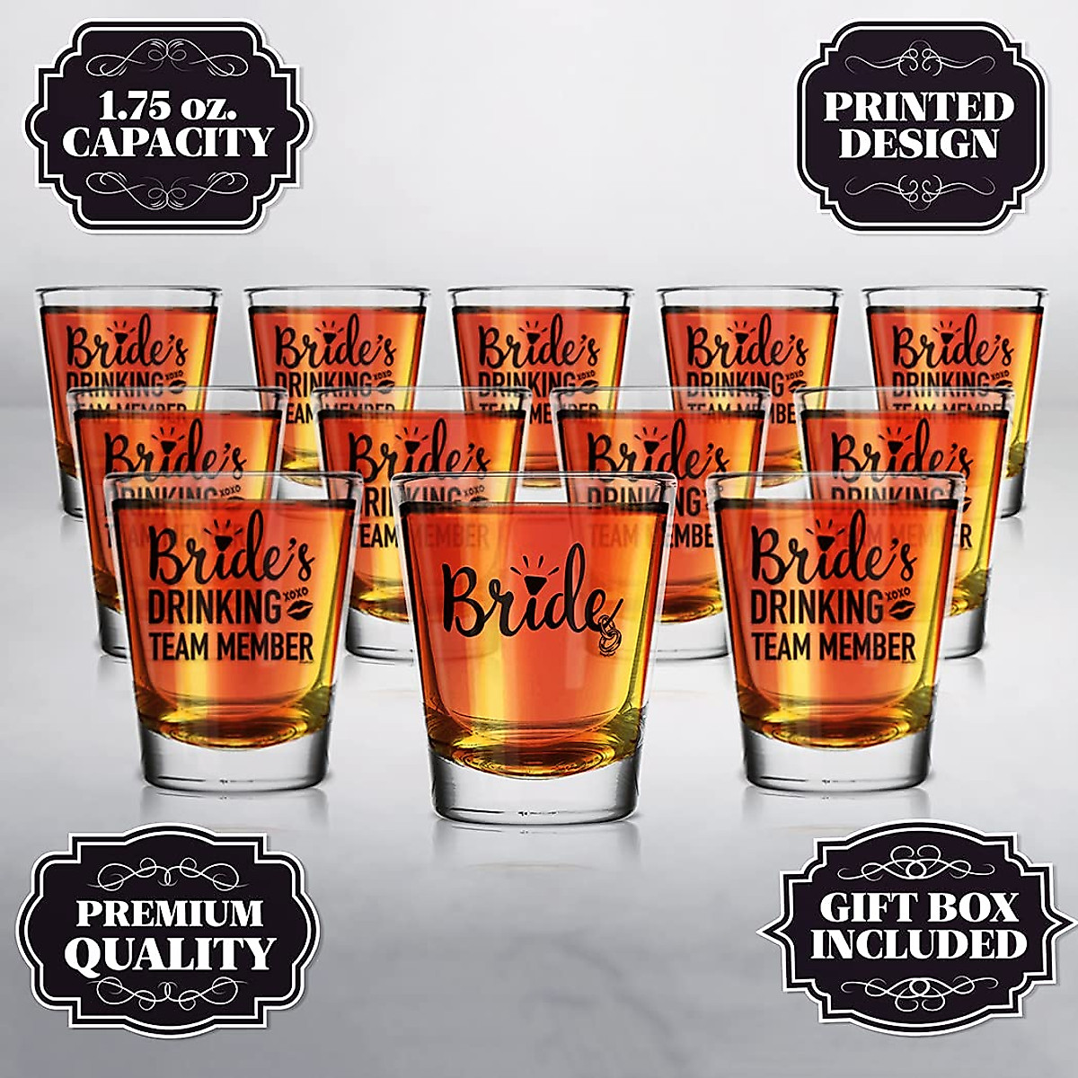 shop4ever Bride and Bride's Drinking Team Member Xoxo Shot Glasses ~ Bachelorette Party Favors ~ (12)