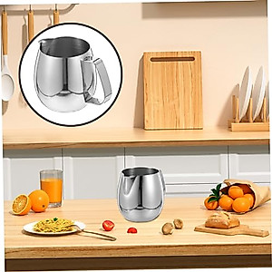 MOLUCKFU Pull Cup Hot Chocolate Tea Coffee Pan Coffee Steaming Pitcher Machine Cleaning Latte Art Froth Cups Milk Frothing Jug Steaming Jug Cream Milk Coffee Silver Stainless Steel