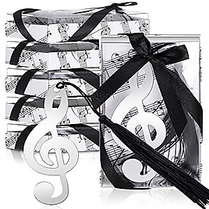 100 Pcs Musical Notes Bookmarks with Elegant Silk Tassel Music Metal Bookmarks Musical Wedding Favors Music Party Favors Gifts with Tassels and Gift Box for Students Band Office Book Piano Decorations