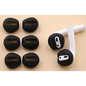 IiEXCEL (Fit in Case) 4 Pairs Replacement Super Thin Slim Silicone Earbuds Ear Tips and Covers Skin Accessories for Apple AirPods or EarPods Headphones (Fit in Charging Case) (Black)