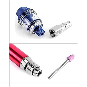 QWORK Air Micro Grinder, 1/8" Mini Pencil Polishing Cutting Tool Pneumatic Pencil Die Grinder, 65000 RPM Free Speed
