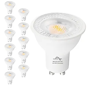 LumStory 12-Pack GU10 LED Bulbs Daylight White 5000K, 6W 600LM Dimmable GU10 Base Two Prong Light Bulb, 50W 60W Halogen Replacement, Track Lighting Bulb, Recessed Light Bulbs