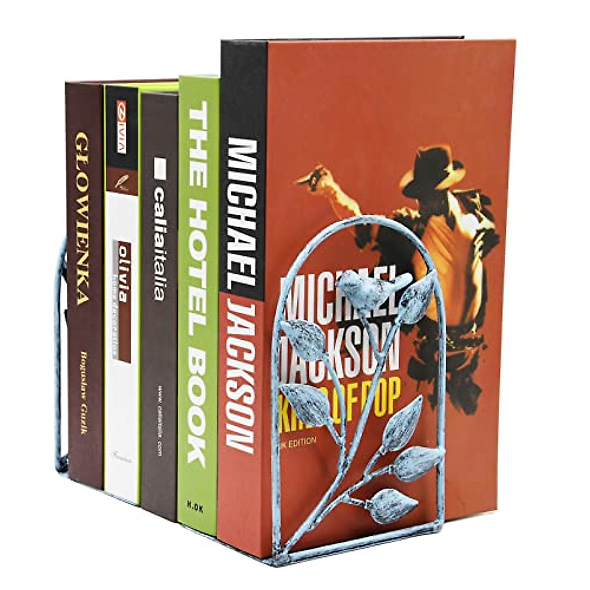 OwlGift Book Ends Cast Iron Bird Design Rustic Bookends for Shelves, Non-Skid Bookend, Heavy Duty Metal Book Stopper for Books/CDs, Decorative Book Shelf for Home - Turquoise