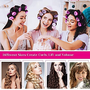 Hair Curlers Rollers, Cludoo 36Pcs Jumbo Big Hair Roller Sets with Stainless Steel Duckbill Clip, 2 Size Self Grip Hair Curlers Rollers for Long Medium Short Thick Fine Thin Hair Bangs Volume