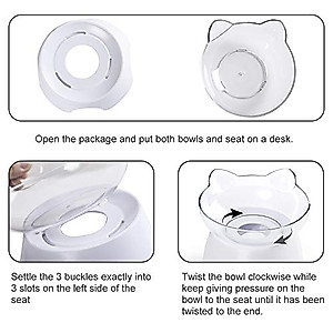 MILIFUN Cat Bowl, Anti Spill Tilted Cat Food Bowls, Whisker Fatigue Elevated Cat Bowls, Set for Cat and Puppy, Cat Bowl Holds About 1 Cup of Pet Food