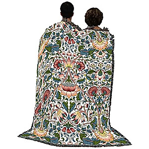 Pure Country Weavers William Morris Lodden Blanket - Arts & Crafts - Gift Tapestry Throw Woven from Cotton - Made in The USA (72x54)