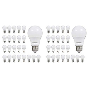 Sylvania A19 LED Light Bulb, 60W Equivalent, 24 Soft White Bulbs and 24 Daylight Bulbs (48 Bulbs Total)
