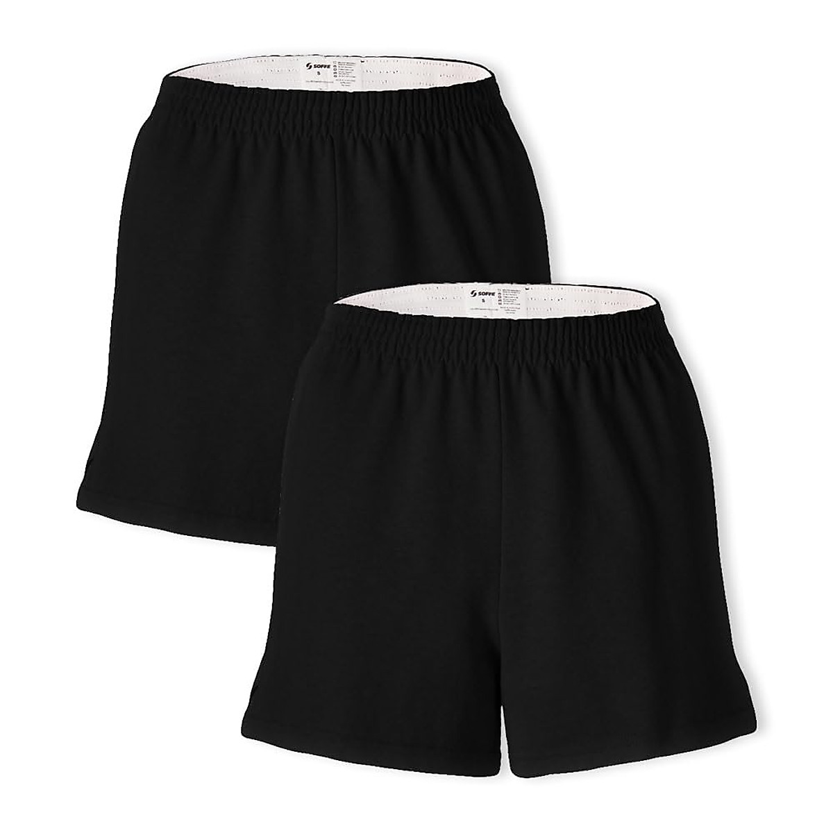 Soffe womens Authentic Cheer Yoga Shorts, Black (2-pack), X-Small US