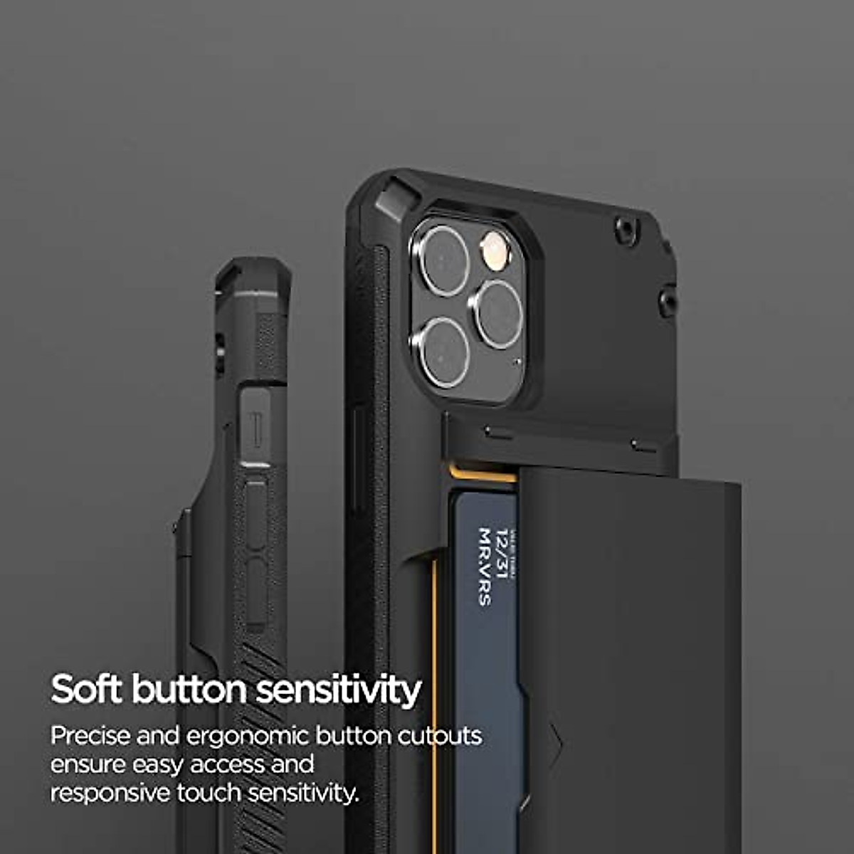VRS DESIGN Damda Glide Pro Compatible for iPhone 12/12 ProCase, with [4 Cards] Premium Sturdy [Semi Auto] Credit Card Holder Slot Wallet for iPhone 12/12 Pro 6.1 inch(2020)