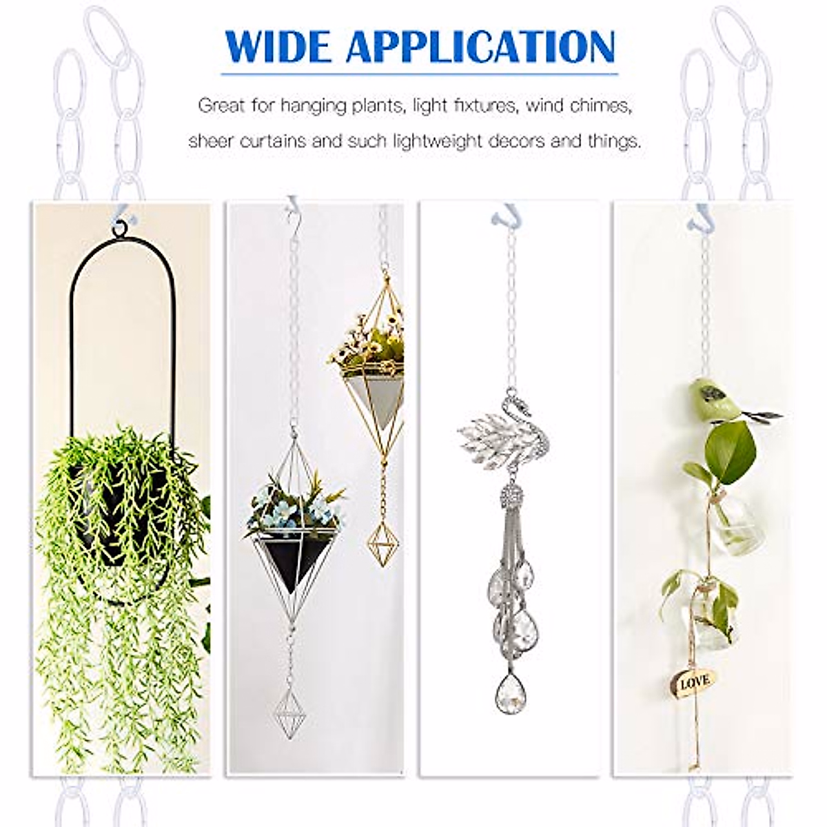 Glarks 6 Sets Ceiling Hooks with Extension Chains Set, 1.5 Inch Heavy Duty Swag Hooks with Steel Bolts and Toggle Wings and 2Pcs 39'' Long Extension Chains for Ceiling Installation Cavity Wall Fixing