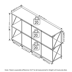 Furinno Besi 4 x 2 Multipurpose Shelf Display Rack with Metal Frame, Walnut Cove