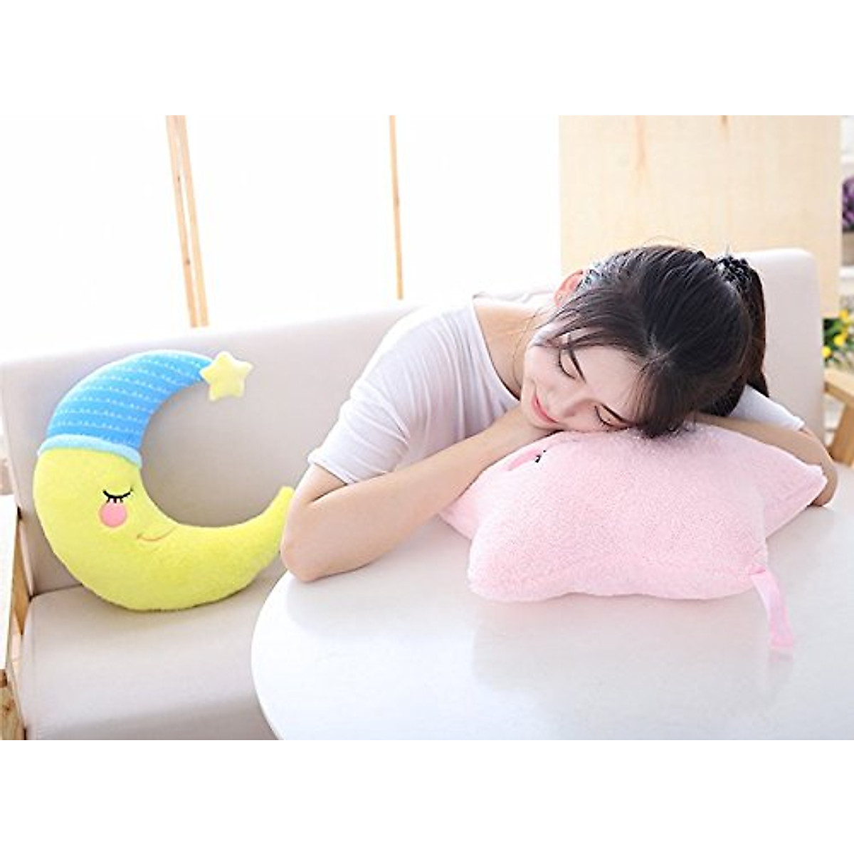 MASSJOY Star Moon Cloud Pillow Cushion, Bedside Sofa Sleeping Pillow, Plush Toy Gift.-40cm