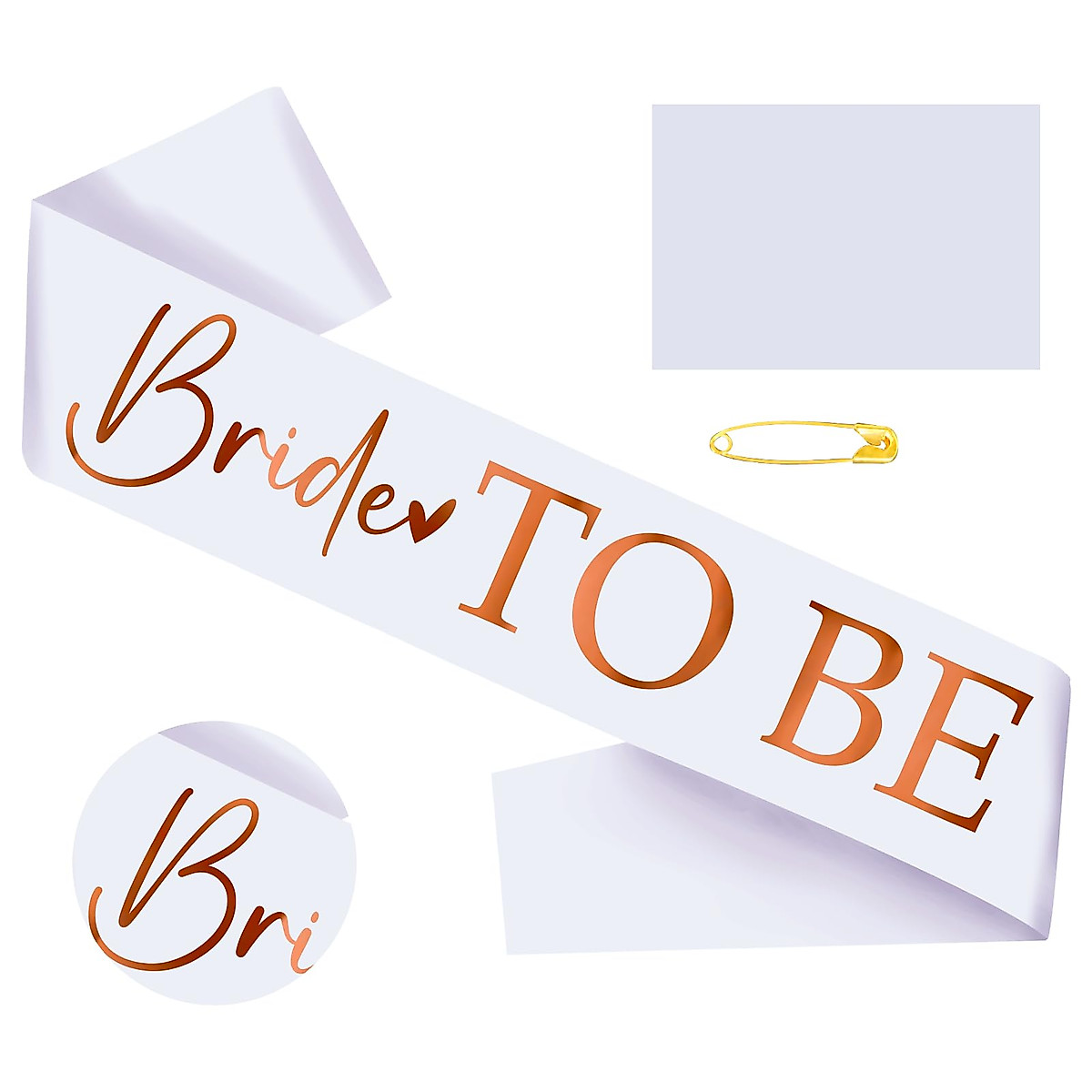 Generic Bride to Be Sash with Rose Gold Foil, White Bachelorette Sash for Bridal Shower Bachelorette Party Wedding Hen Party Decorations Engagement Gifts Jokes and Favors