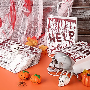 Meanplan Halloween Bloody Goodies Candy Bags Horror Bloody Treat Favor Gift Bags Scary Bloody Handles Paper Bags for Halloween Bloody Handprint Party Decorations (16 Pieces)