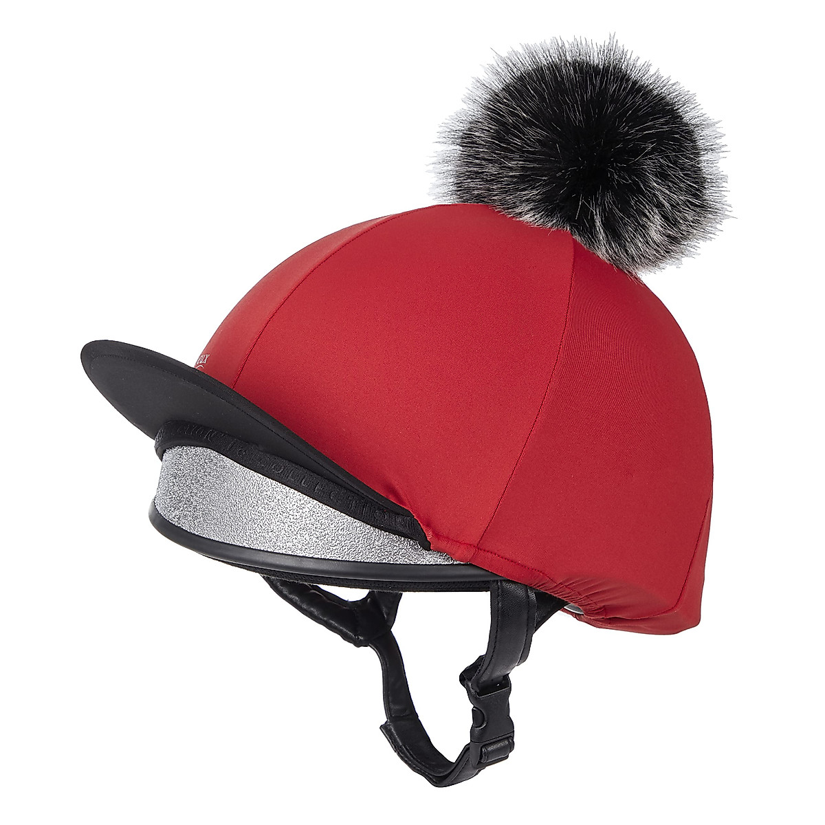 LeMieux Pom Pom Horse Riding Hat Silkwith 4 Way Stretch Fabric Coordinates with Base Layers & Saddle Pads - Equestrian Headgear - One Size - Chilli