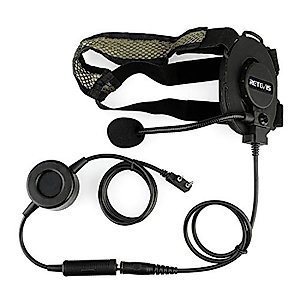 Retevis Tactical Military Walkie Talkie Headset with Mic 2 Pin, Compatible RT22 RT21 H-777 Baofeng UV-5R 888S pxton Walkie Talkie, 2 Way Radio Headphone with Big PTT, for Airsoft(1 Pack)