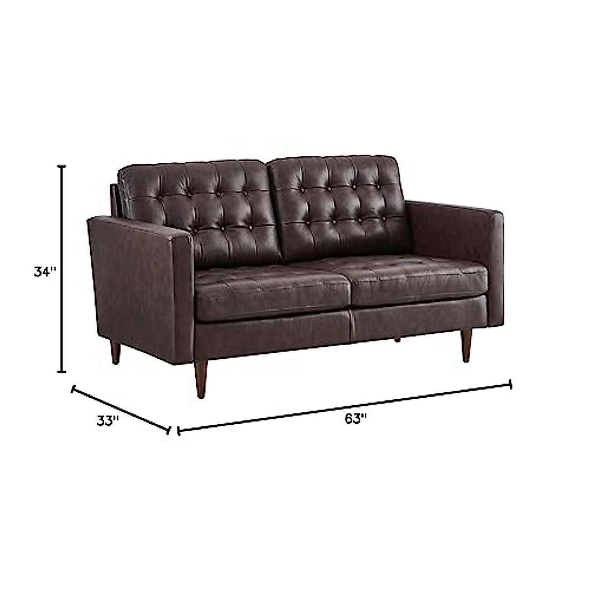 Modway Exalt Tufted Vegan Leather Loveseat, Brown