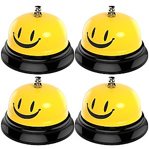 Call Bell, Service Bell Dinner Desk Bell for The Porter Kitchen Restaurant Bar Hotel Schools (4 Pack, Yellow)