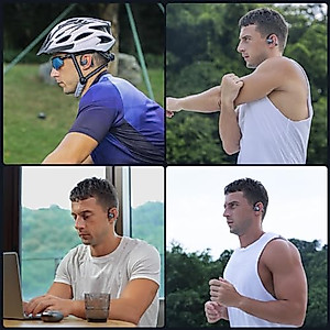 VoxSoul Open Ear Headphones - Lightweight Wireless Bluetooth 5.3 Headphones with 2 Microphone, Open Ear Earbuds Design for Long-Lasting Comfort, 55H Play Time Crystal-Clear Calls for Driving Black