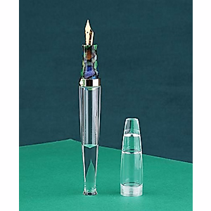 Lanxivi Majohn S5 Fountain Pen Extra Fine Nib +Two Additional Nibs (Wide and Bent) Clear Transparent Acrylic Eyedropper Filling