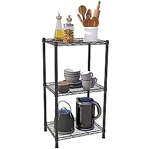 ZHAZHADI 3 Tier Fixed Layer Spacing Storage Shelf Metal Storage Rack Wire Shelving Unit Storage Shelves Metal 396Lbs Capacity 17" L x 13" W x 32" H for Pantry Closet Kitchen Laundry Black