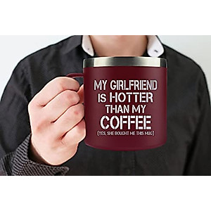 Fathers's Day Gifts for Boyfriend from Girlfriend - Boyfriend Fathers Day - Funny Gifts for Boyfriend - Boyfriend Birthday Gifts - Gifts for Him -Present for Boyfriend Novelty Coffee Mug 14oz, Red