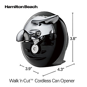 Hamilton Beach Walk 'n Cut Electric Can Opener for Kitchen, Use On Any Size, Automatic and Hand-Free, Cordless & Rechargeable, Easy Clean Removable Blade, Black (76501G)