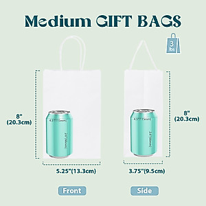 MESHA Gift Bags White Paper Bags 20Pcs 5.25x3.75x8 Inches Small Paper Gift Bags with Handles Bulk,Kraft Bags,Grocery Shopping Bags,Wedding Party Favor Bags