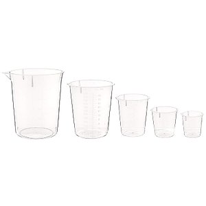 hand2mind Nestable Graduated Beakers, Plastic Beakers for Kids, Polypropylene Measuring Beaker, Beaker Set, Science Lab Equipment, Chemistry Set Supplies, Science Laboratory Supplies (Set of 5)