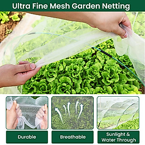 Kesfitt Garden Netting Kit,10x33FT Ultra Fine Mesh Bird Netting for Garden Protection with 10PCS Hoops & 15PCS Stakes & 36PCS Clips,Insect Netting Pest Barrier Row Cover for Vegetable Fruits Flowers