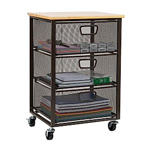 Mind Reader Rolling Storage Cart with 3 Drawers, File Storage Cart, Utility Cart, Office Cart Drawer Storage, Bathroom Storage