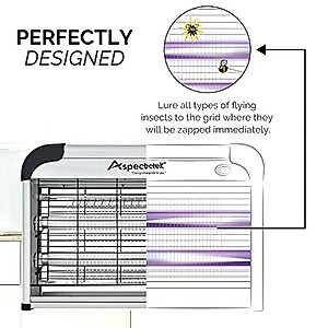 ASPECTEK Powerful 20W Electronic Indoor Insect Killer, Bug Zapper, Fly Zapper, Mosquito Killer-Indoor Use Including Free 2 PACK Replacement Bulbs