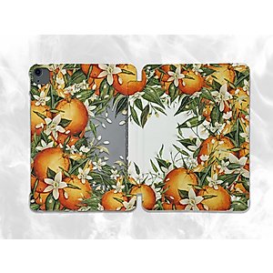 Cute Fruit Orange Flower case Compatible with iPad Mini Air Pro 7.9 8.3 9.7 10.2 10.9 11 12.9 inch Pattern Cover New 2022 2021 Trifold Stand 3 4 5 6 7 8 9 Generation 463 (12.9 Pro 3/4/5 gen)