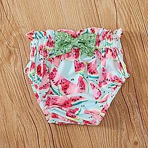 Baby Girl First Birthday Clothes 1st Birthday Girl Outfit Infant Watermelon Outfit (Pink,12-18 Months)