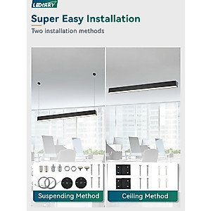 LEDIARY 3CCT LED Linear Light with Remote Control, 4FT LED Shop Light, Dimmable 40W 2400LM Hanging Light for Garage Office Workshop, Pack of 4