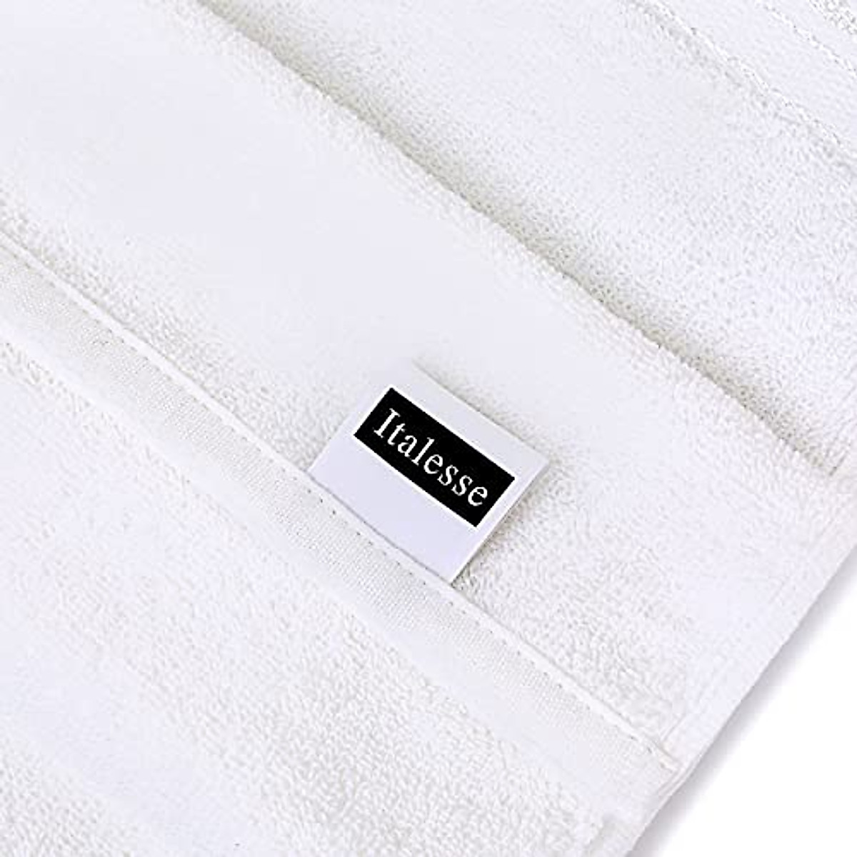 Italesse 4-Pack Hand Towels (13 x 29 inches) - 100% Cotton Hand Towels, Highly Absorbent, Odor-Free, Soft Towels for Bathrooms, Hotels, Kitchens and Spas (White)