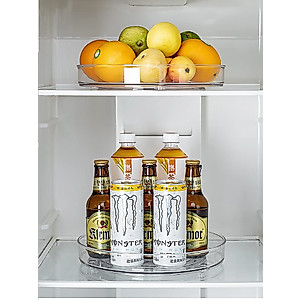 Clear Lazy Susan Organizer,9.2 inch Turntable Spice Rack,360 Rotating Turntable Organizer for Kitchen Cabinet,1 Tier Tray for Cabinet - Clear Spinning Skincare Perfume Organizers(1 Tier, 9.2 inch)