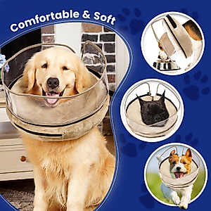 BARKLESS Dog Donut Collar, Inflatable Cone for Dogs to Stop Licking After Surgery, Soft Dog Cone of Alternative with Anti-Licking Guard Shield, Protective Pillow Cone for Large Medium Small Dogs