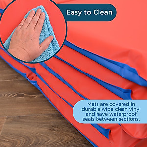 Children’s Factory 2 Inch Thick Rest Mats for Preschool, 4-Section Nap Mats for Daycare, Nursery, Classroom, Red-Blue, 5 count (Pack of 1)