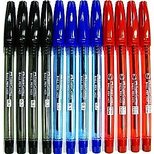 NEW FABER-CASTELL 12 PENS BLUE/BLACK/RED INK BARREL 1423 BALL POINT PEN 0.5