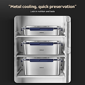 Irishom Food Storage Containers with Lids Airtight Food Grade 316 Stainless Steel Large Capacity Leakproof Kitchen Storage Container (5.6L)