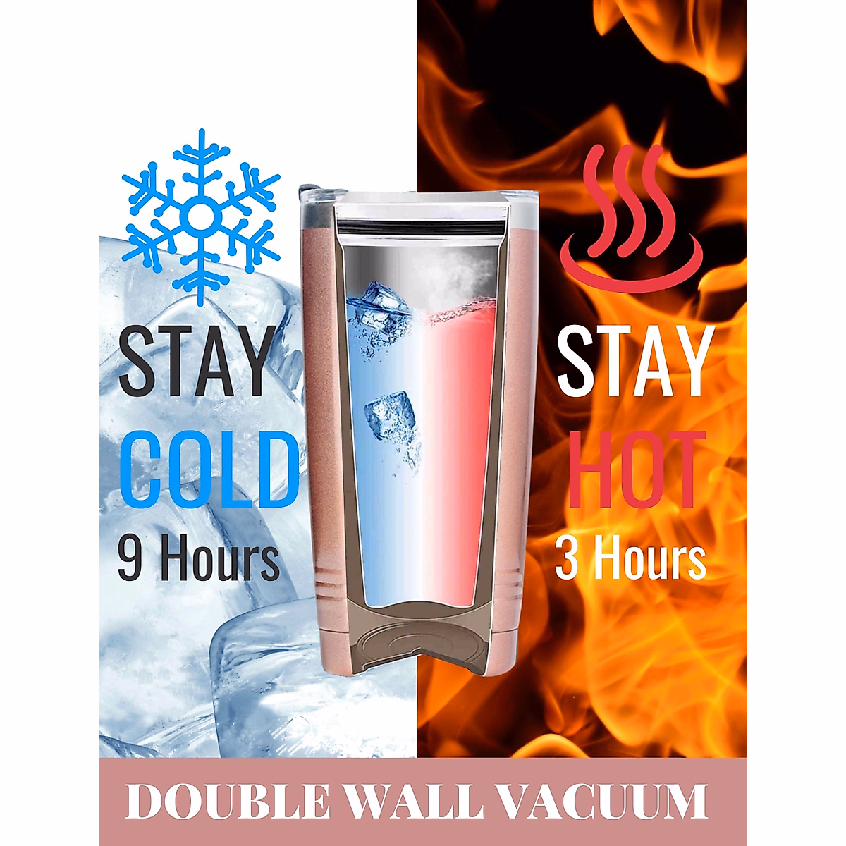 Onebttl Grandma Gifts, Insulated Stainless Steel Wine Tumbler with Lid and Straw, Gifts for New Grandma on Mother’s Day, 20 oz, Rose gold, Promoted from Dog Grandma to Human Grandma