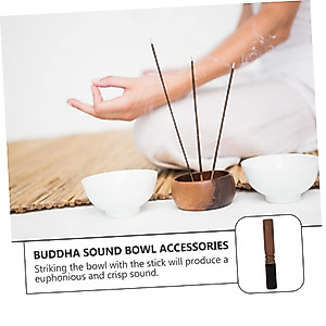 EXCEART 2pcs Stick Wooden Singing Bowl Mallet Wooden Pounding Mallet Nepal Bowl Mallet Sound Bowl Mallet Wood Tools Mini Tools Mini Toys Singing Bowl Parts Pu Replace Buddha Sound Bowl