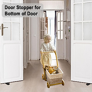 Beieverluck 24 Pack Door Stoppers for Bottom of Door Rubber Door Stop Wedge Sturdy Stackable Door Stops for Floor Wall Carpet Heavy Duty Door, Black