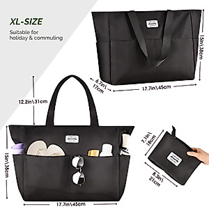 HOMESPON Large Tote Bag Floral Water Resistant Shoulder Bag Reusable Sandproof Grocery Bag Travel Oversized Pockets Beach Bag for Pool Gym Beach Daily Bags